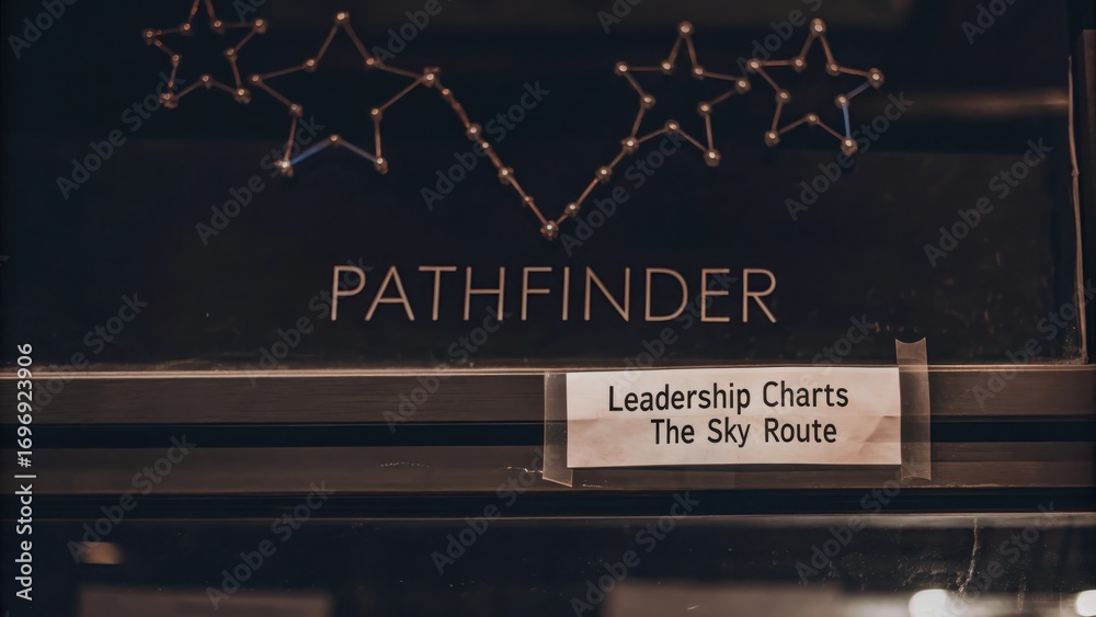 Pathfinder Sign with Leadership Charts for Sky Route Guidance Stock ...