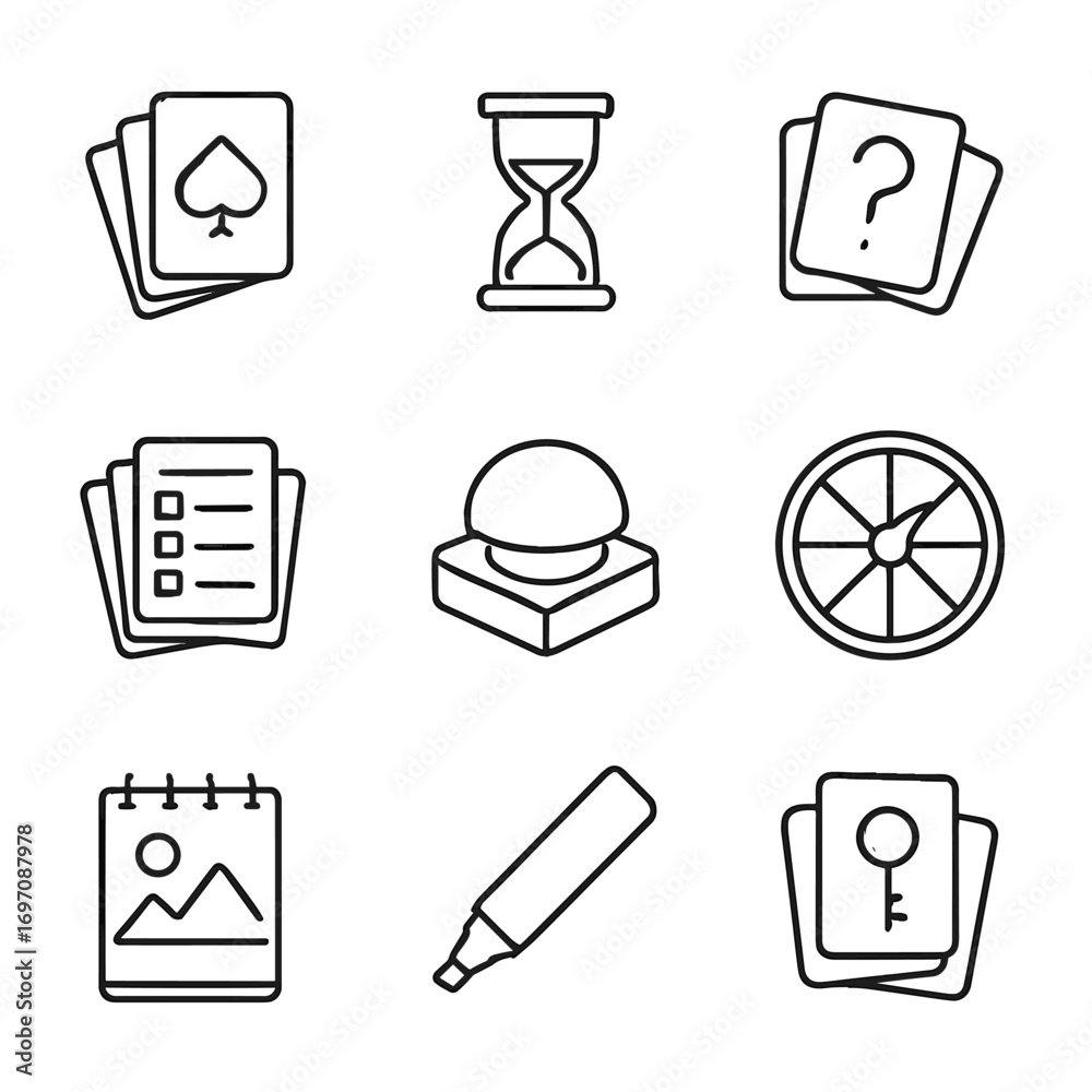 Vector icon spinner game party drawing buzzer question icons answer ...