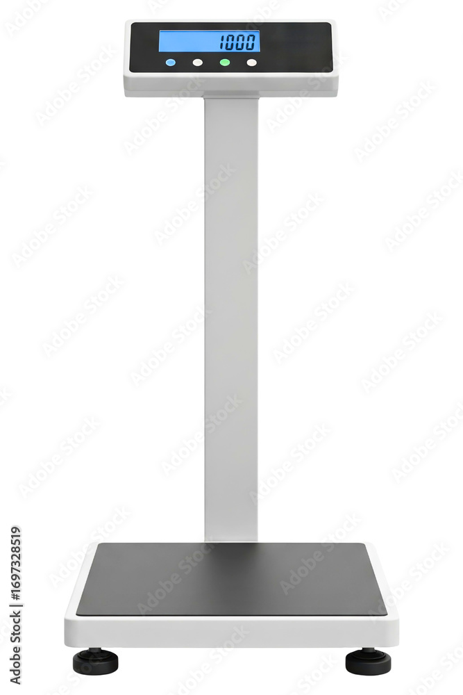 Modern digital medical scale for body weight measurement isolated on a ...