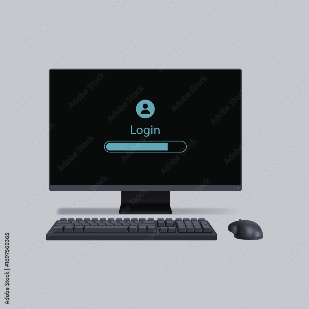 Computer login screen with loading bar and profile icon digital ...