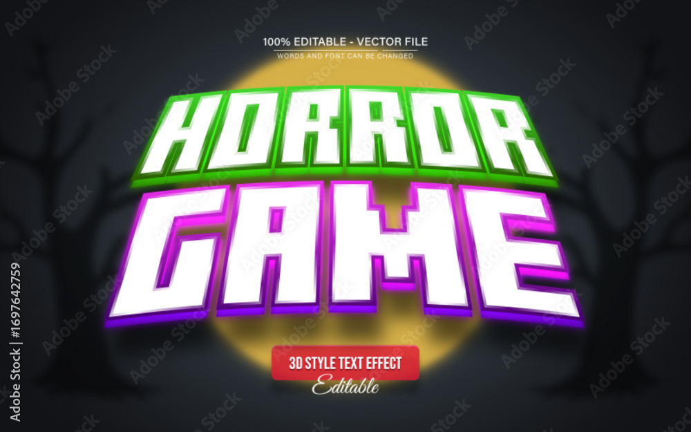 Scary horror game 3D text effect editable, perfect for spooky titles ...