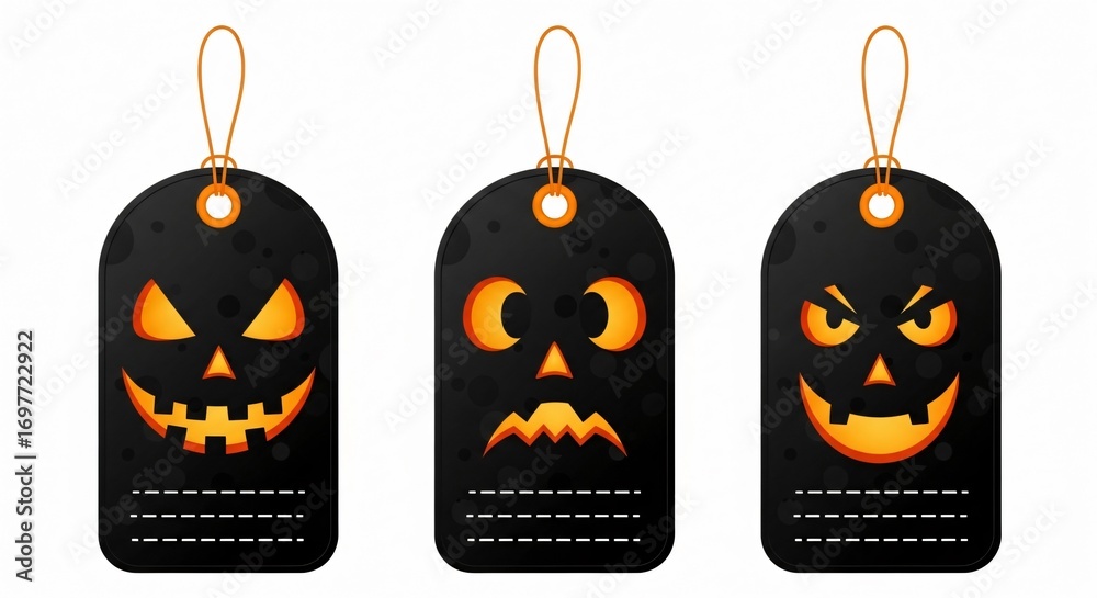 Ilustración de Stock Spooky Halloween Gift Tags With Jack-o'-lantern ...