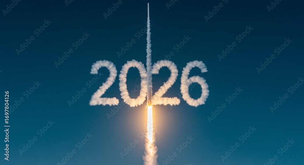 Stock-Illustration „Rocket explosion in mid-air with flames and smoke ...