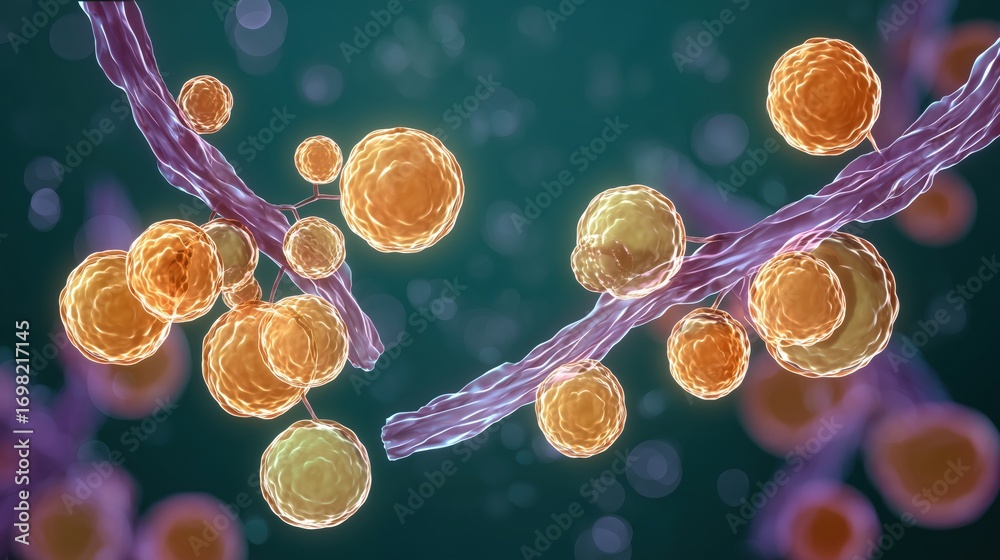 Stock-Illustration „Candida fungi with budding yeast cells and ...
