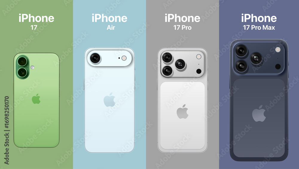 Apple iPhone 17, iPhone Air, iPhone 17 Pro, and iPhone 17 Pro Max JPEG ...