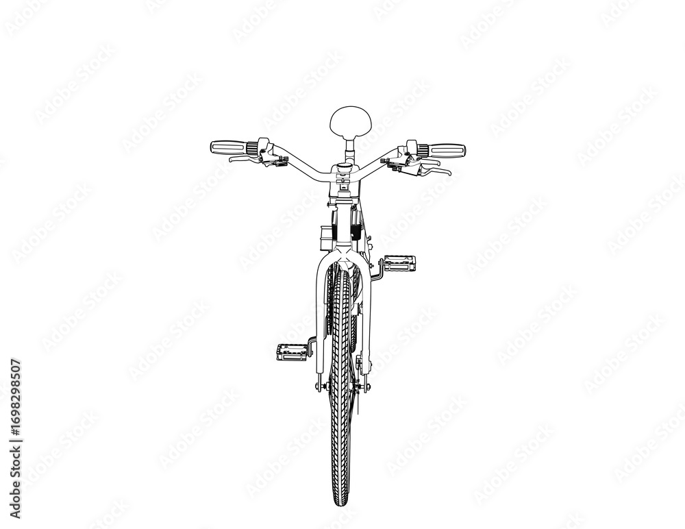 Motorized Bicycle Technical Drawing: Detailed Outline Internal ...