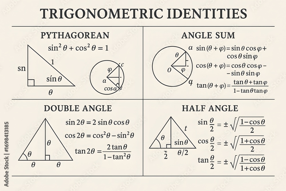 Trigonometric Identities and Formulas Cheat Sheet for Math Education ...
