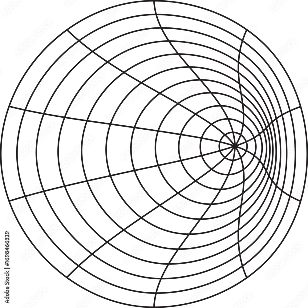 Detailed black and white Smith Chart grid a complex impedance diagram ...