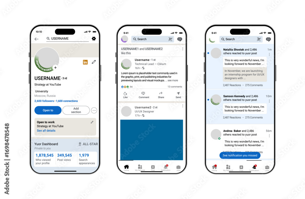 LinkedIn social media app template. iPhone 16e with LinkedIn mockup ...