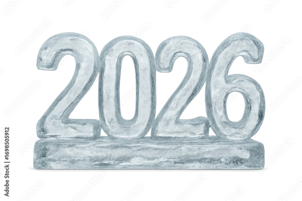 Ice sculpture showing the year 2026 on transparent background Stock ...