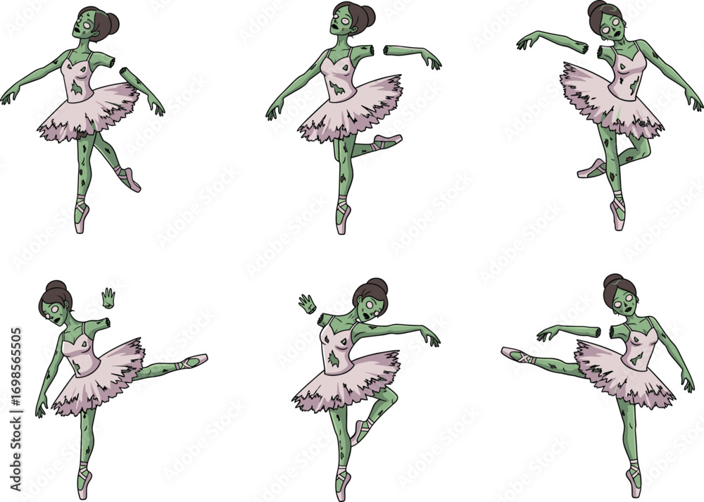 Zombie ballerina in pink tutu, creepy undead dancer, Halloween costume ...