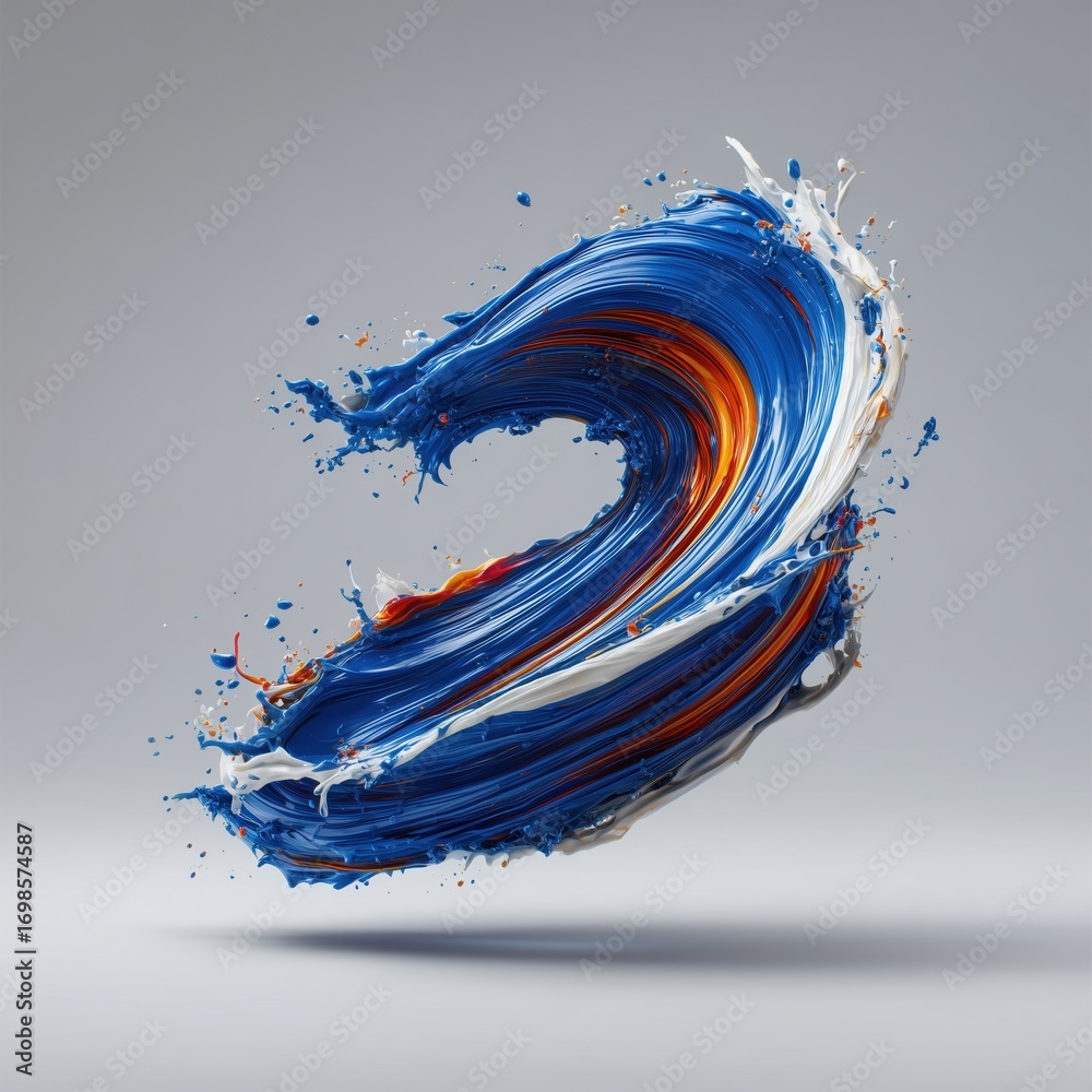 Stock-Illustration „3D brush stroke suspended mid-air, following a ...