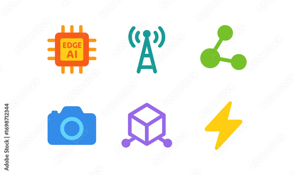 Innovative edge ai and technology icons for modern graphic design and ...