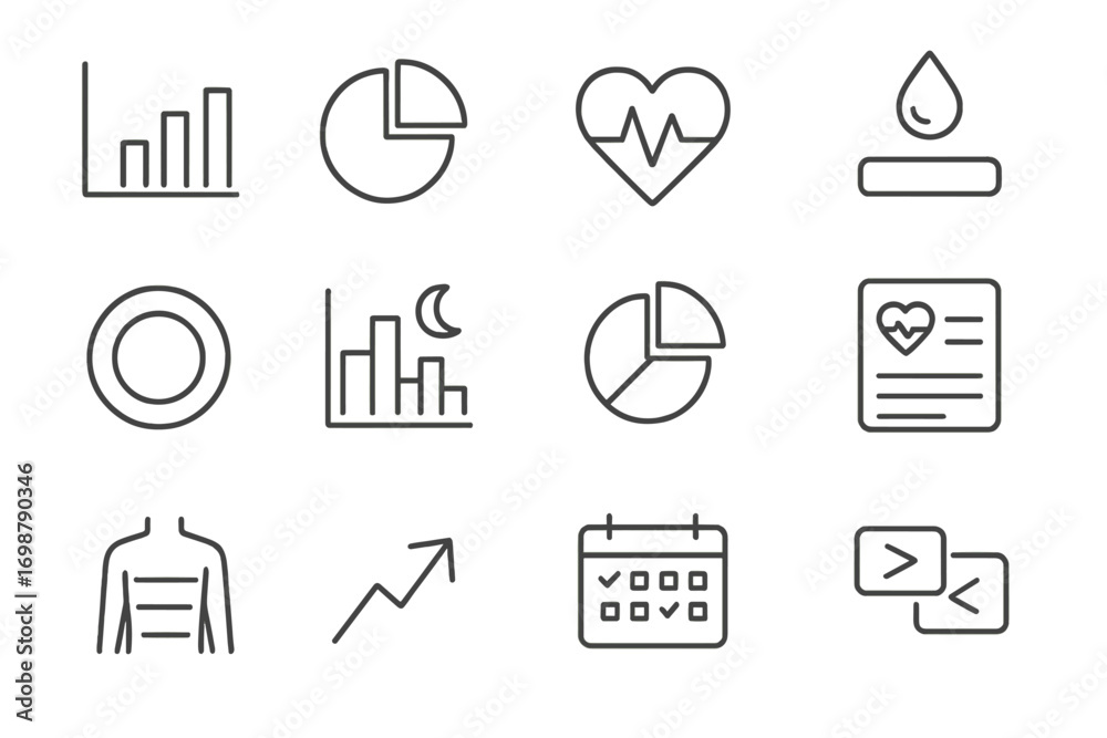 Стоковий вектор Health Dashboard Icons. Line style icons of health ...