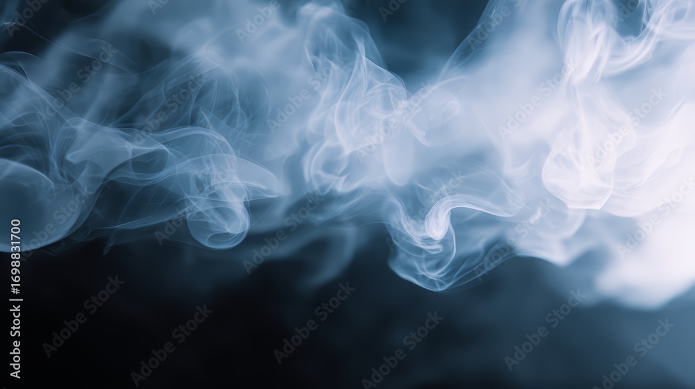 Blue smokey cloud with a white line in the middle. The smoke is thick ...