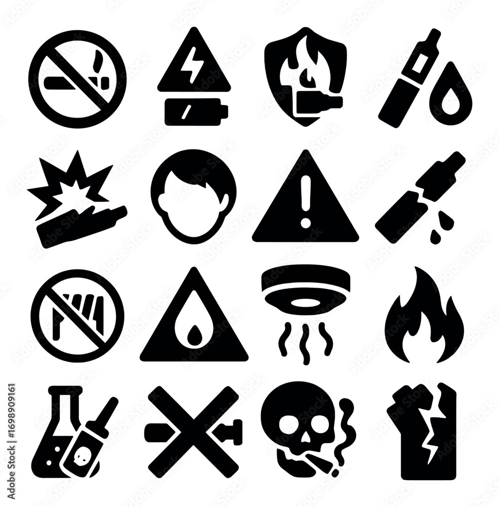 Stock-Vektorgrafik „Vaping and smoking silhouette icon set. featuring e ...