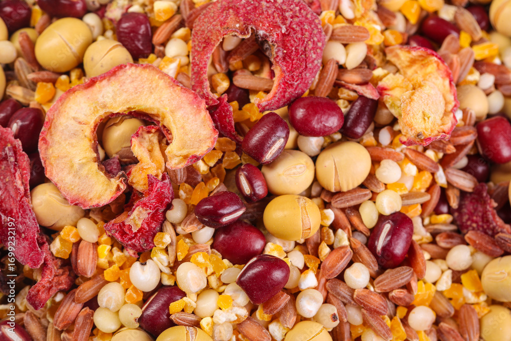 Mixed dried fruits nuts beans grains cereals combination for healthy ...