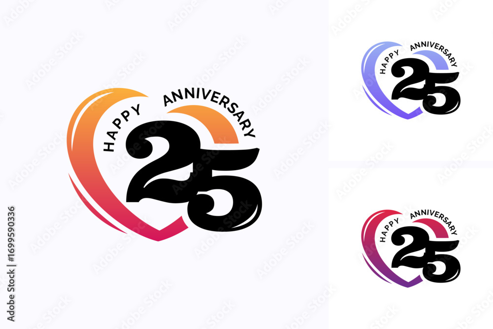 25th Anniversary Logo Vector. 25 years of success marriage logo design ...