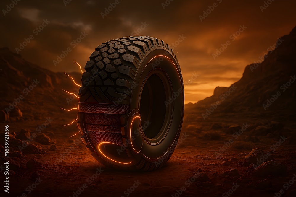 Technical Cutaway Cross Section of Mud-Terrain Tire Highlighting ...