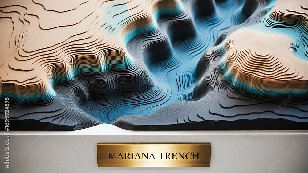 3D Topographic Map of the Mariana Trench A Deep Ocean Exploration Stock ...