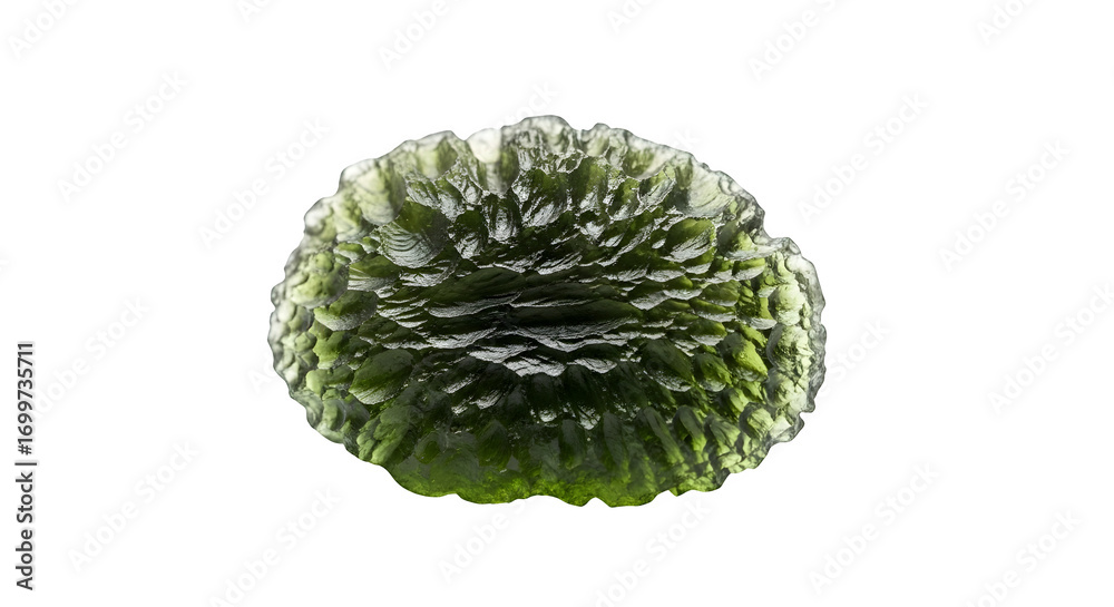 Closeup of a moldavite stone isolated on transparent background ...