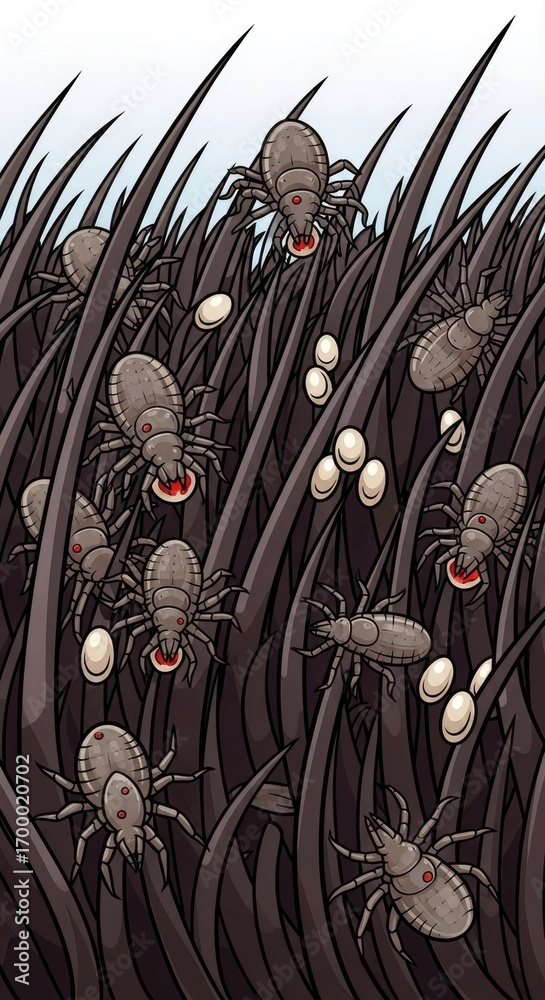 Ilustración de Stock Cartoon Illustration of Head Lice Infestation ...