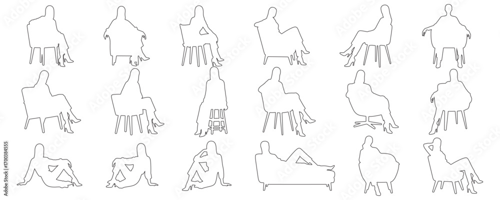 Architectural Drawings fashion models sitting in chairs, stools, and ...