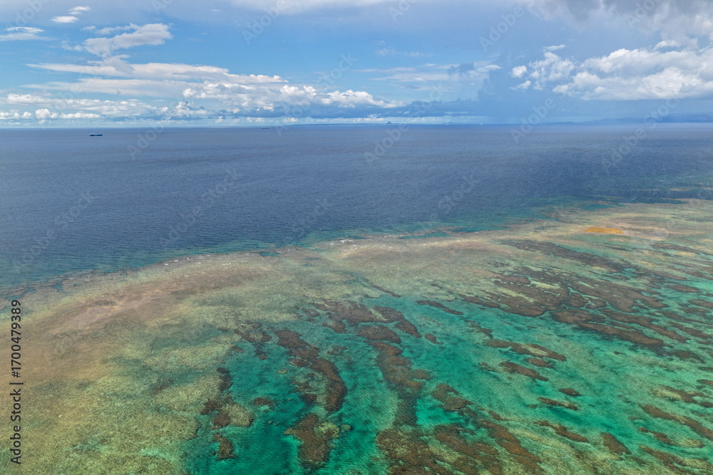 Coral Reef and Shallow Waters in Yomitan, Okinawa, Japan Stock Photo ...
