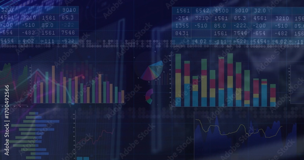 Displaying dark-themed dashboard in software interface, with data ...