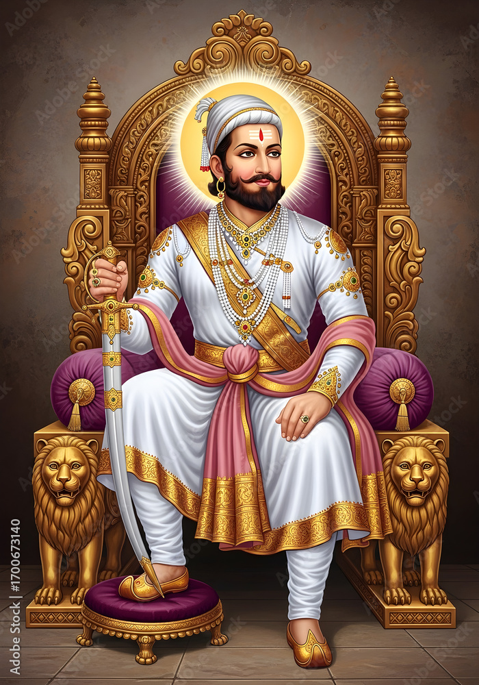 Chhatrapati Shivaji Maharaj, the Great Maratha Emperor, Seated on a ...