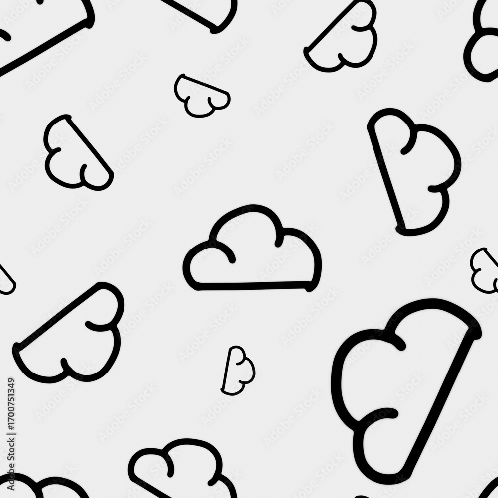 Multiple symbols of cloud composited as seamless pattern. The symbols ...