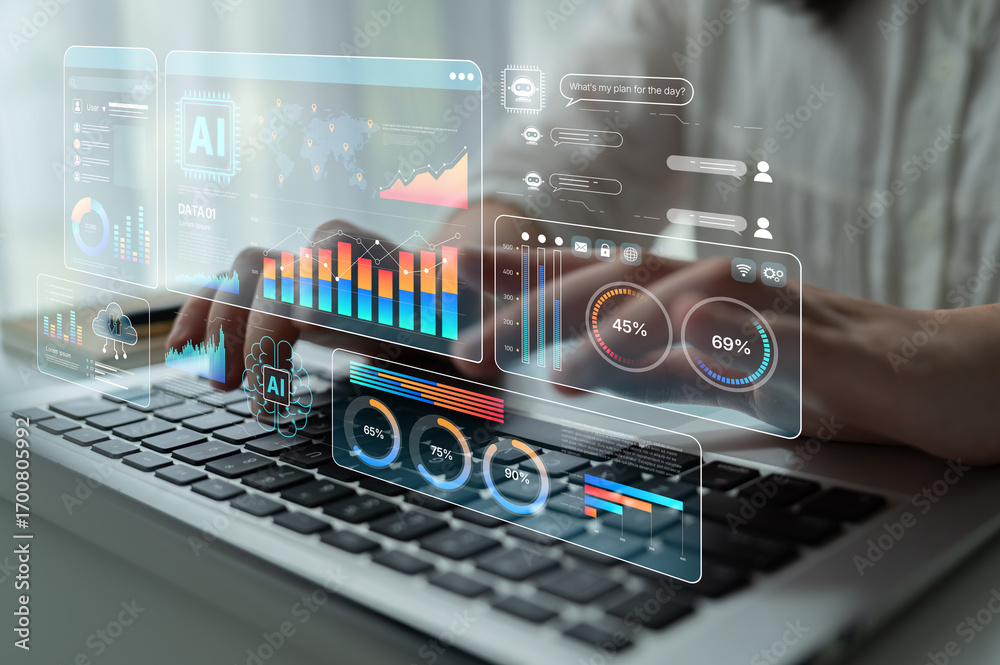 Stock-Foto „AI Assistant Brain Processor with LLM Technology, Big Data, Machine Learning ...