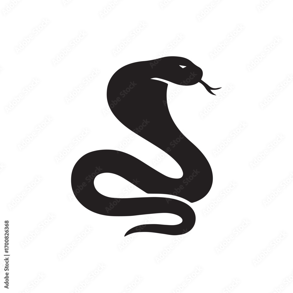 Serpentine Silhouette: A stark black cobra silhouetted against the ...