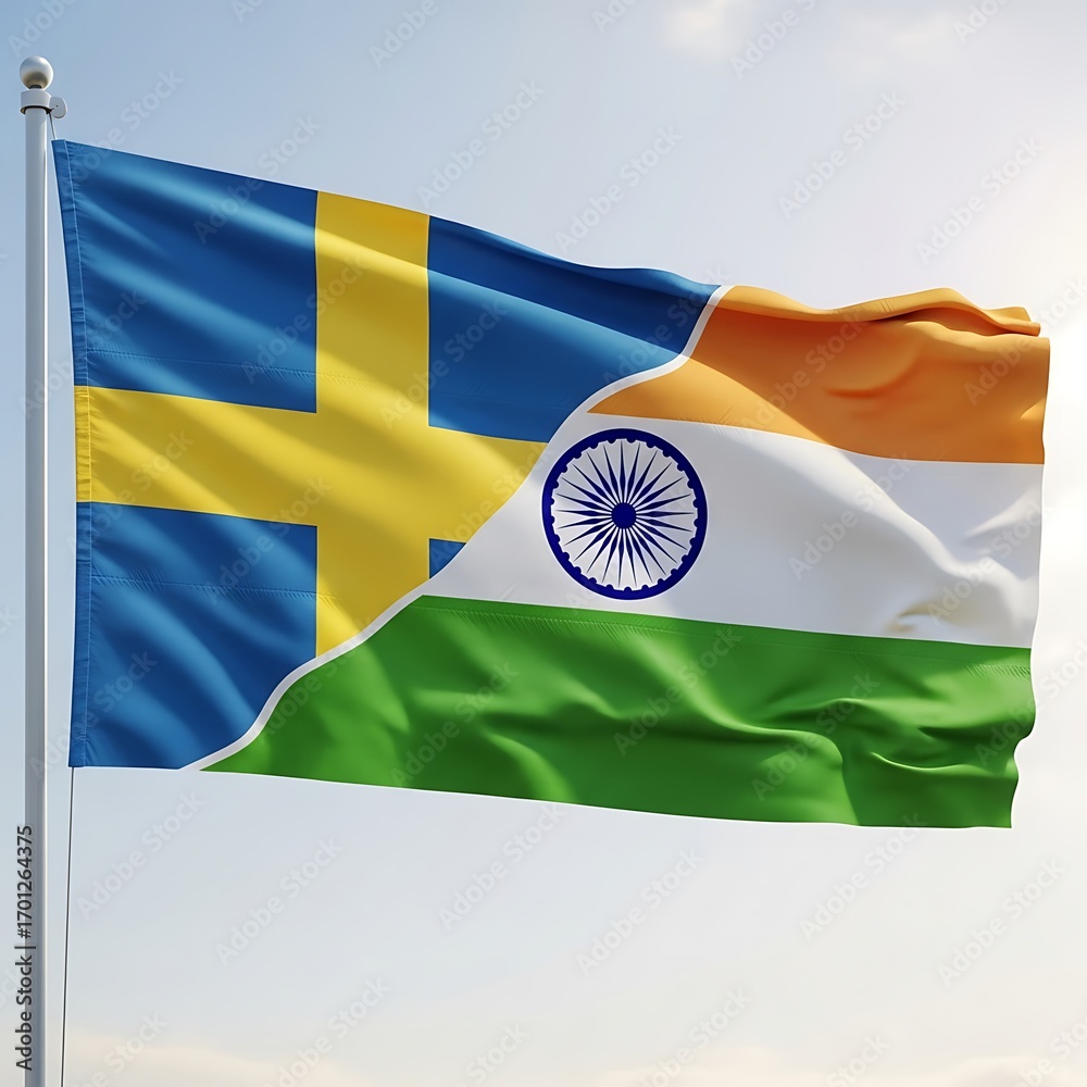 Swedish and Indian Flags Together. Stock Photo | Adobe Stock