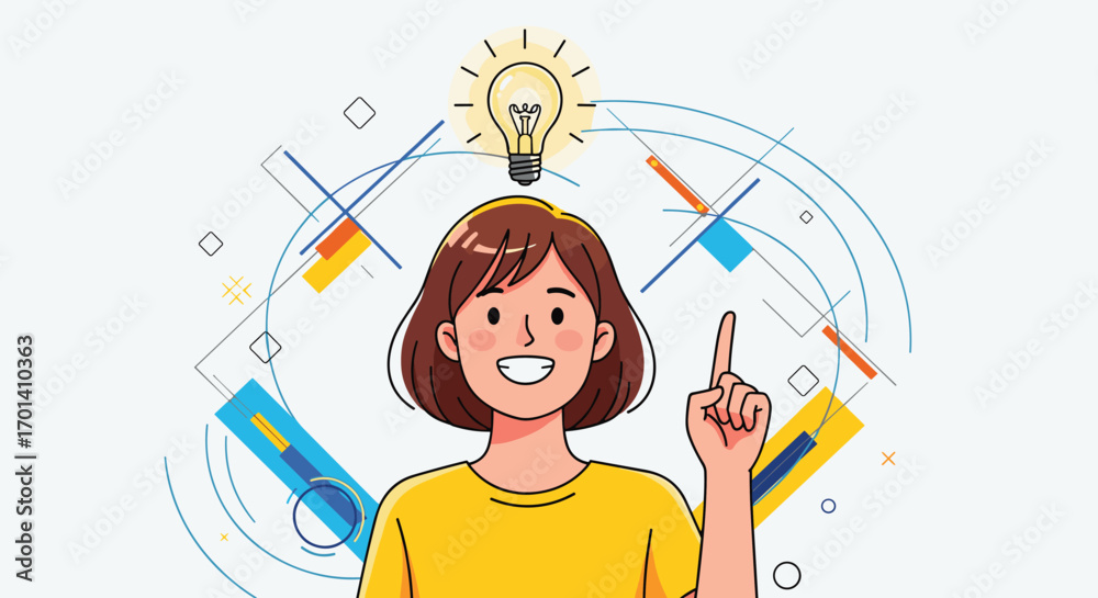 Brilliant idea emerges capturing innovation and creative thinking with ...