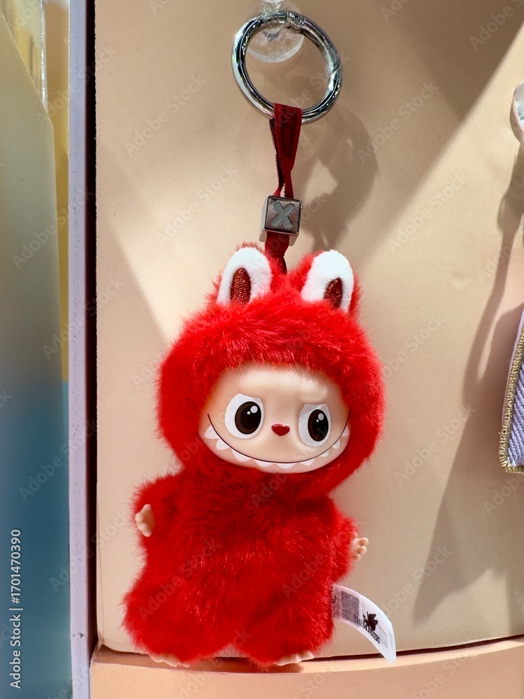Stock-Foto „Tukwila, WA - September 11, 2025. Red Labubu plush toy ...