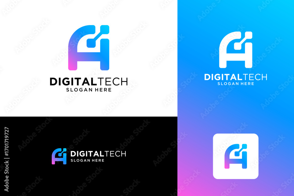Technology letter A logo design template. initial A for symbol tech ...