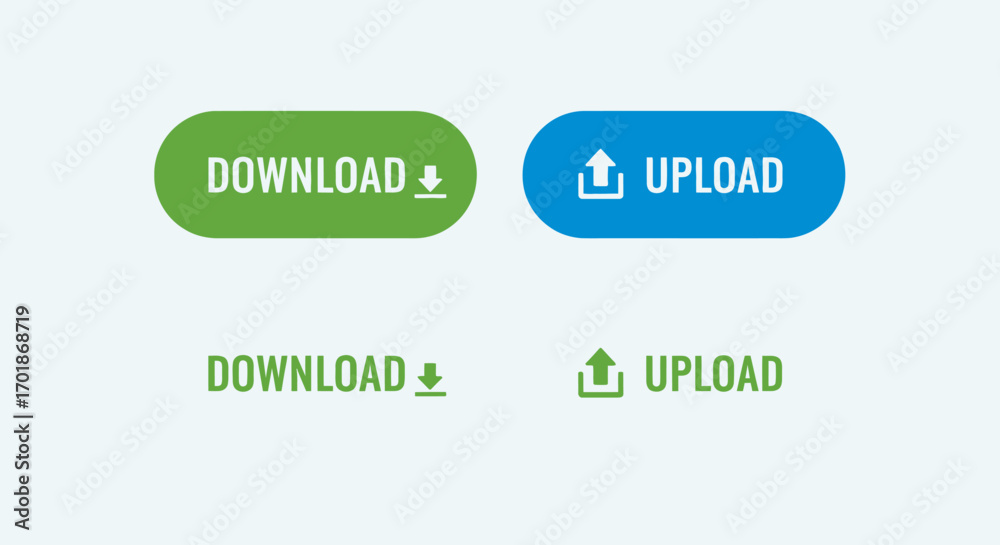 Web Interface Buttons for Uploading and Downloading Files with Icons ...