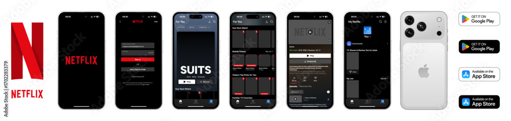 Netflix application template UI 2025 update in dark and light mode ...