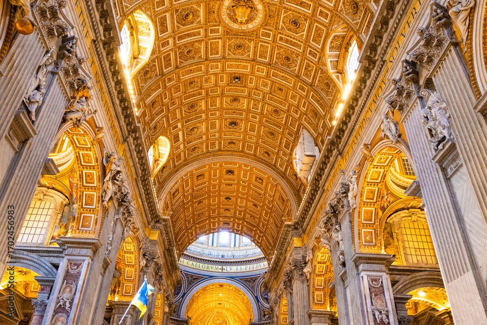 Vatican, Vatican - July 12 2025: St. Peter's Basilica. Church inside ...