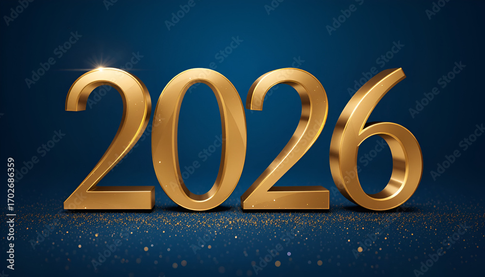 Photo Stock 2026 New Year, Happy New Year 2026, 3D Text 2026, Gold 2026 ...