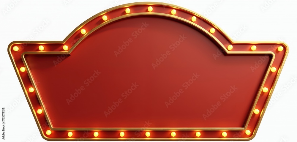 Retro sign frame with illuminated marquee bulbs. Red digital display ...