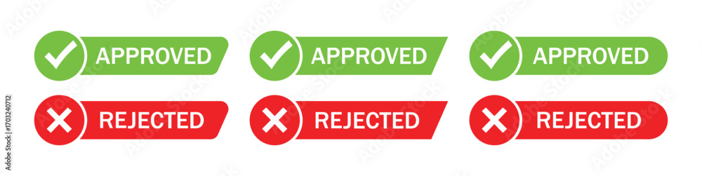 Approved and rejected vector signs, Approved rejected stamp vector ...