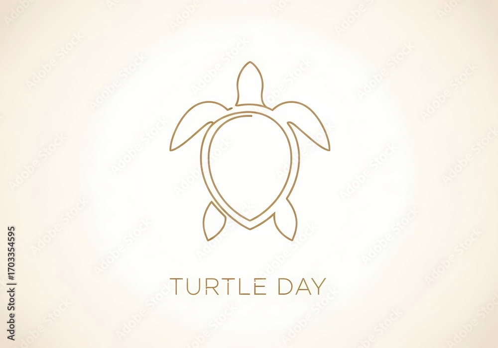 Minimalist turtle outline design celebrating turtle day for ...