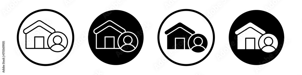 Tenant icon collection in black and white filled and outlined style for ...