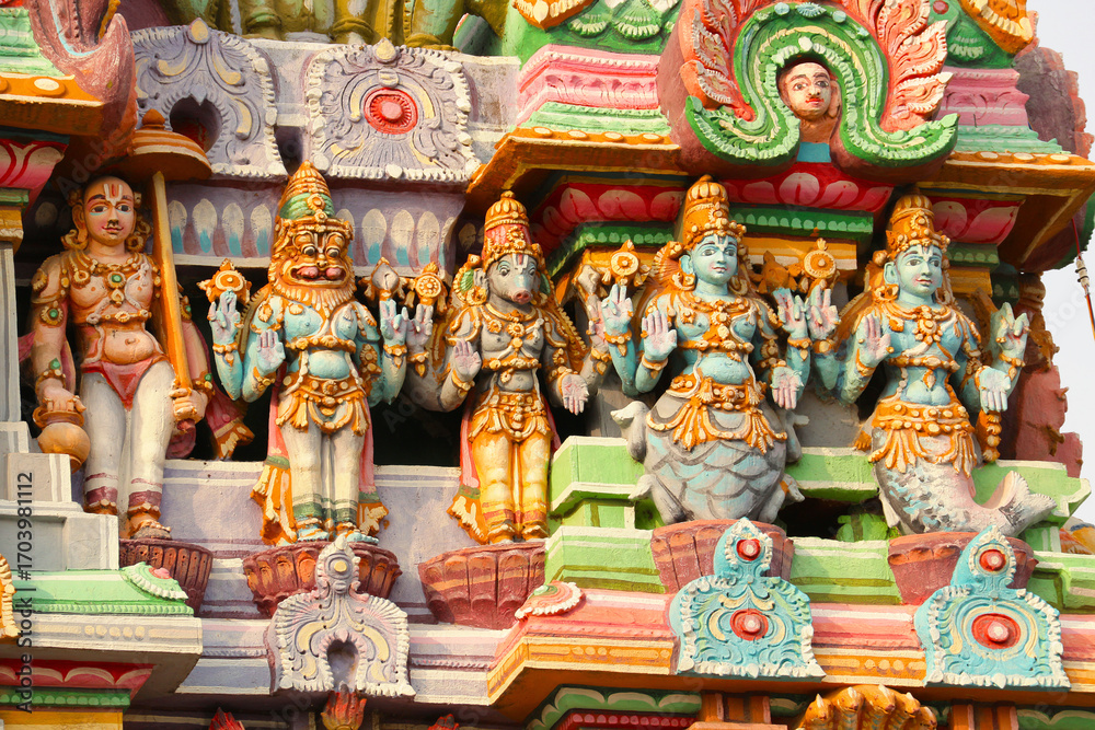 Dashavatara - Avatars of Lord Vishnu sculpture on ancient Hindu temple ...