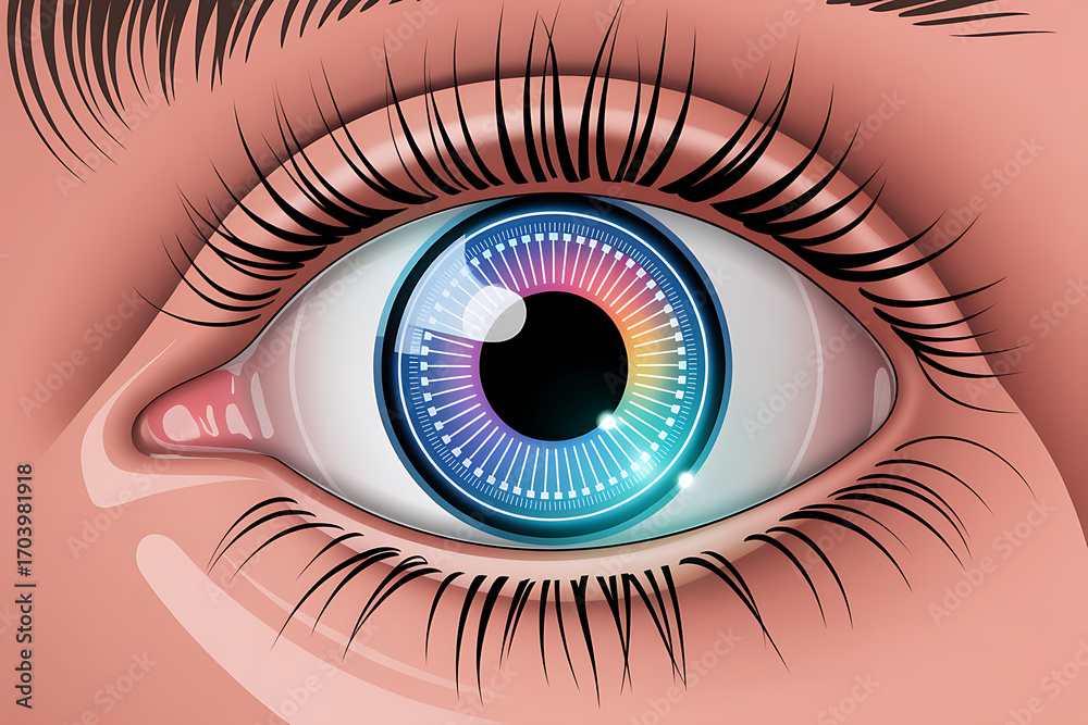 Hyper realistic closeup of human eye with detailed iris pupil and ...