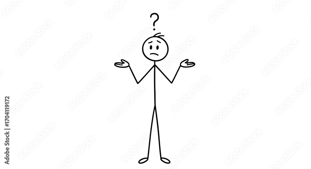 Stick Figure Shrugging with Question Mark: Symbol of Confusion, Doubt ...