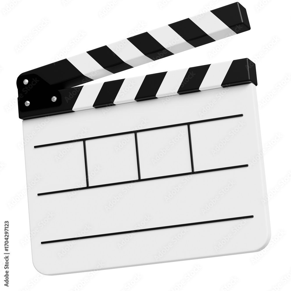 movie clapper board, film slate 3d illustration isolated on transparent ...