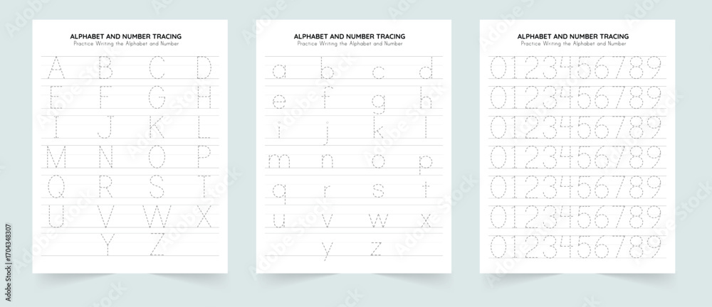 Alphabet and Number Tracing Worksheets , Printable Handwriting Practice ...